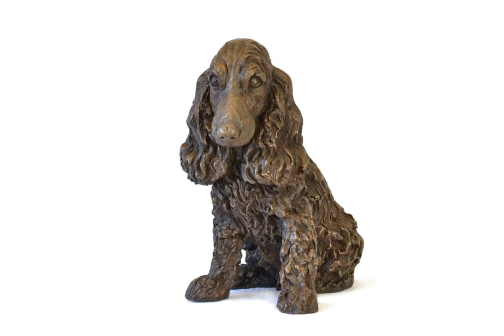 Bronze Sitting Cocker Spaniel sculpture by Tanya Russell