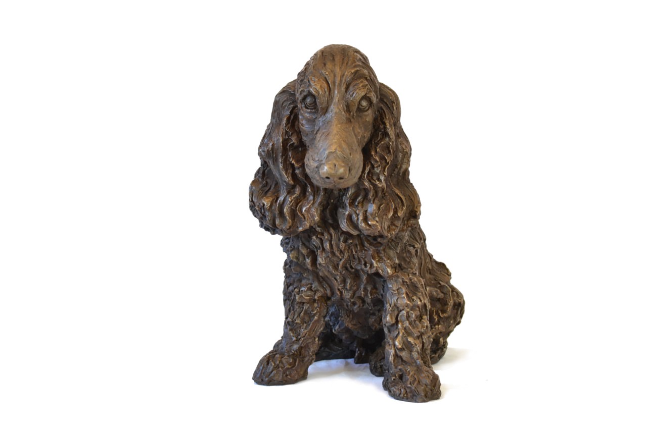 Bronze Sitting Cocker Spaniel sculpture by Tanya Russell