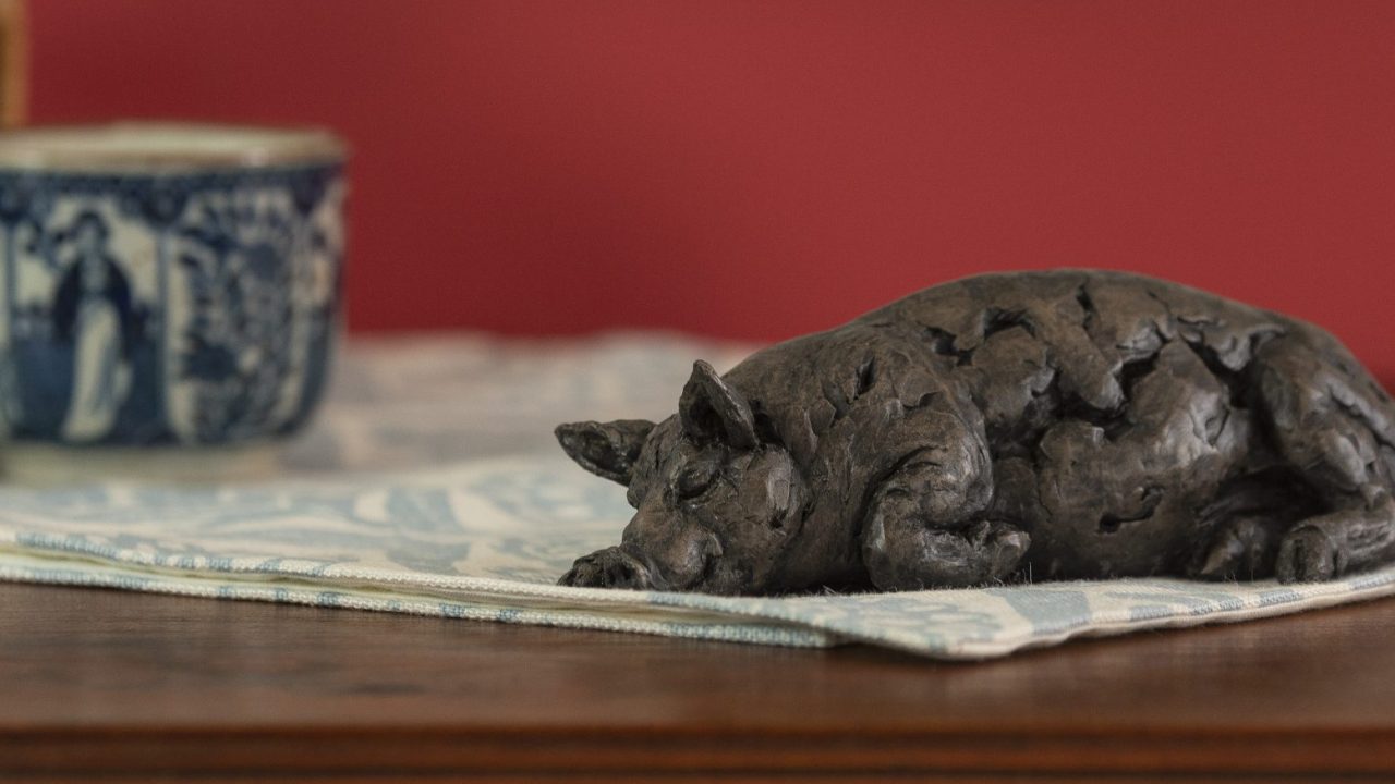 Bronze Pig Sculpture | Bronze Pig Statue | Sleeping Pig Ornament
