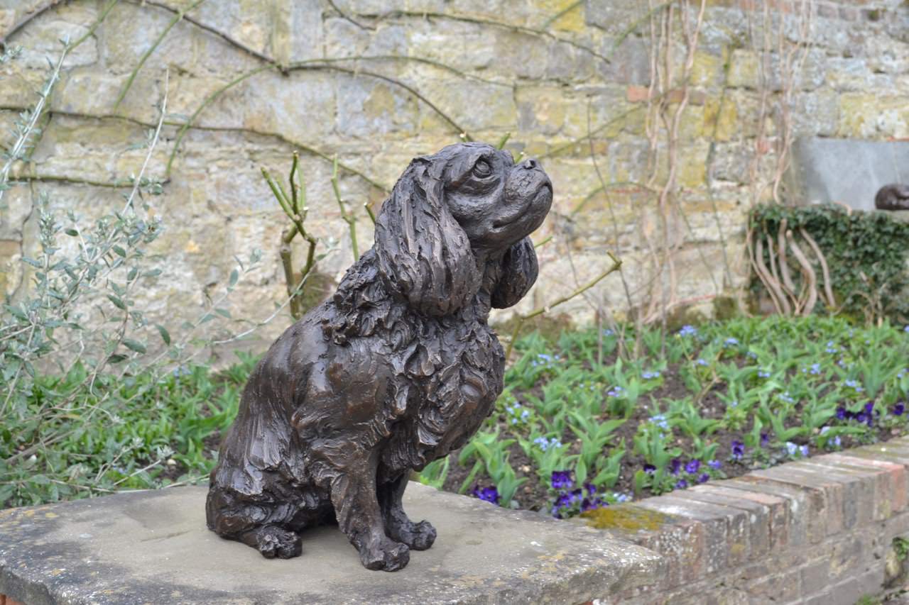 Bronze Sitting King Charles Cavalier Spaniel sculpture by Tanya Russell