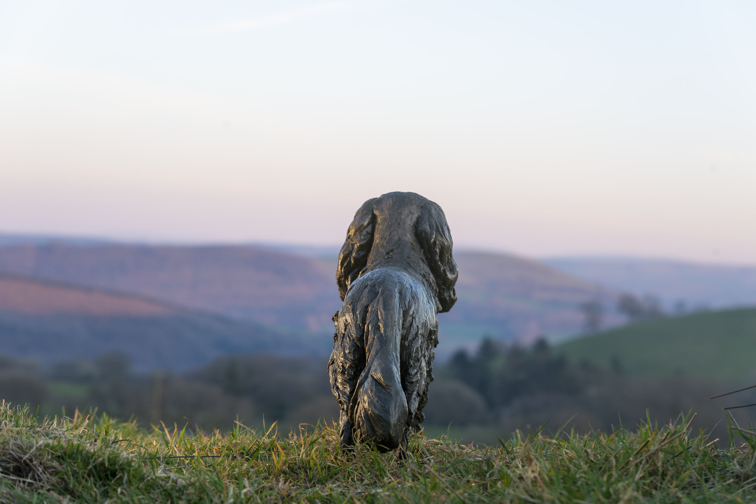 Bronze Cavalier King Charles Spaniel Sculpture | Dog Garden Statue