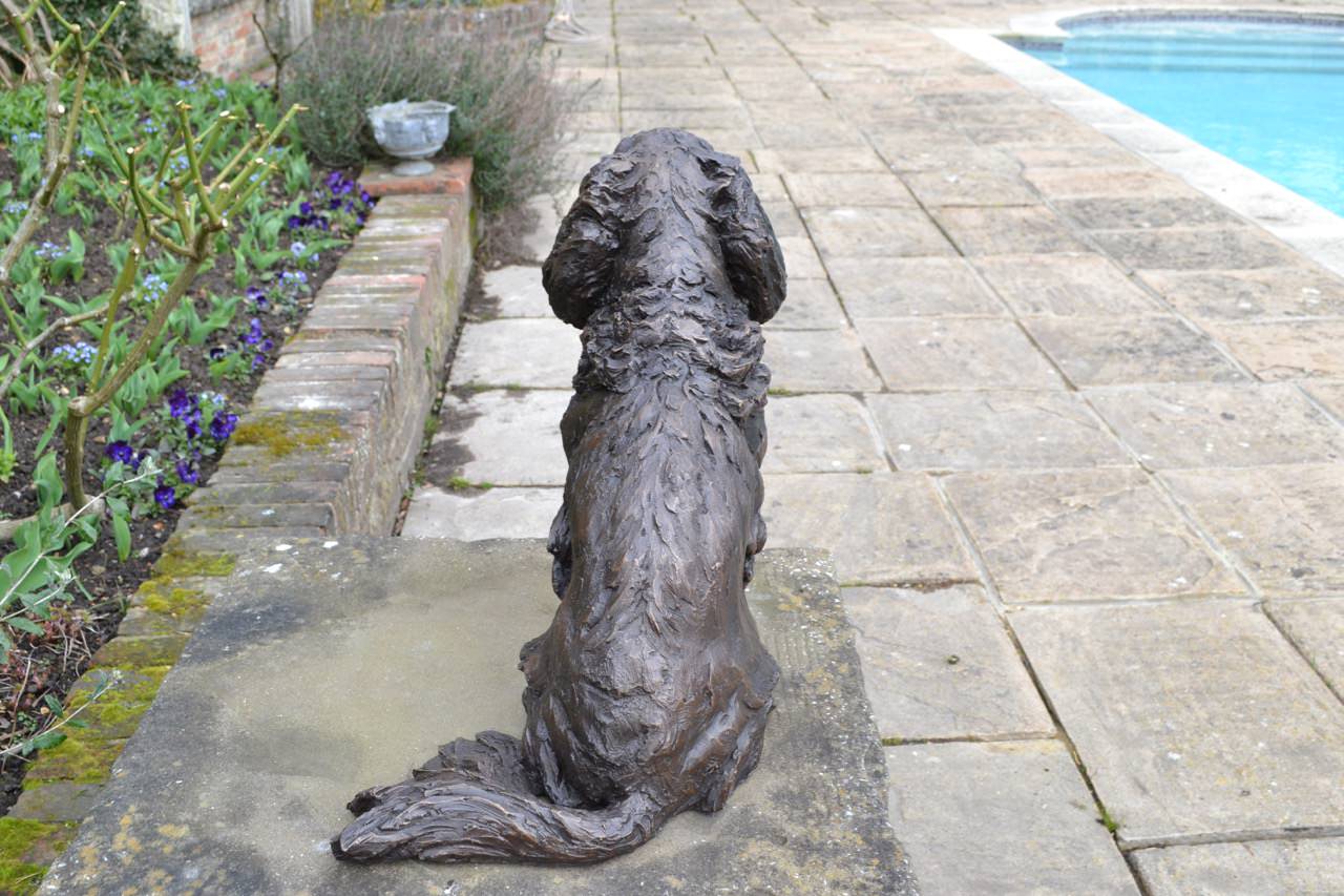 Bronze Sitting King Charles Cavalier Spaniel sculpture by Tanya Russell
