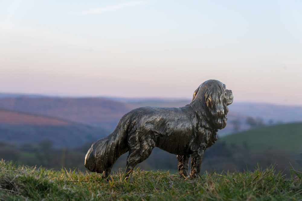Bronze Cavalier King Charles Spaniel Sculpture | Dog Garden Statue