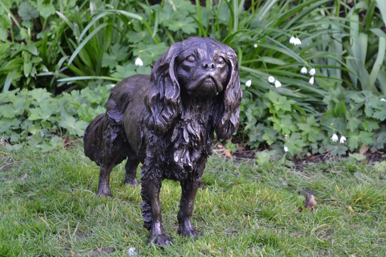 Bronze Standing King Charles Cavalier Spaniel sculpture by Tanya Russell