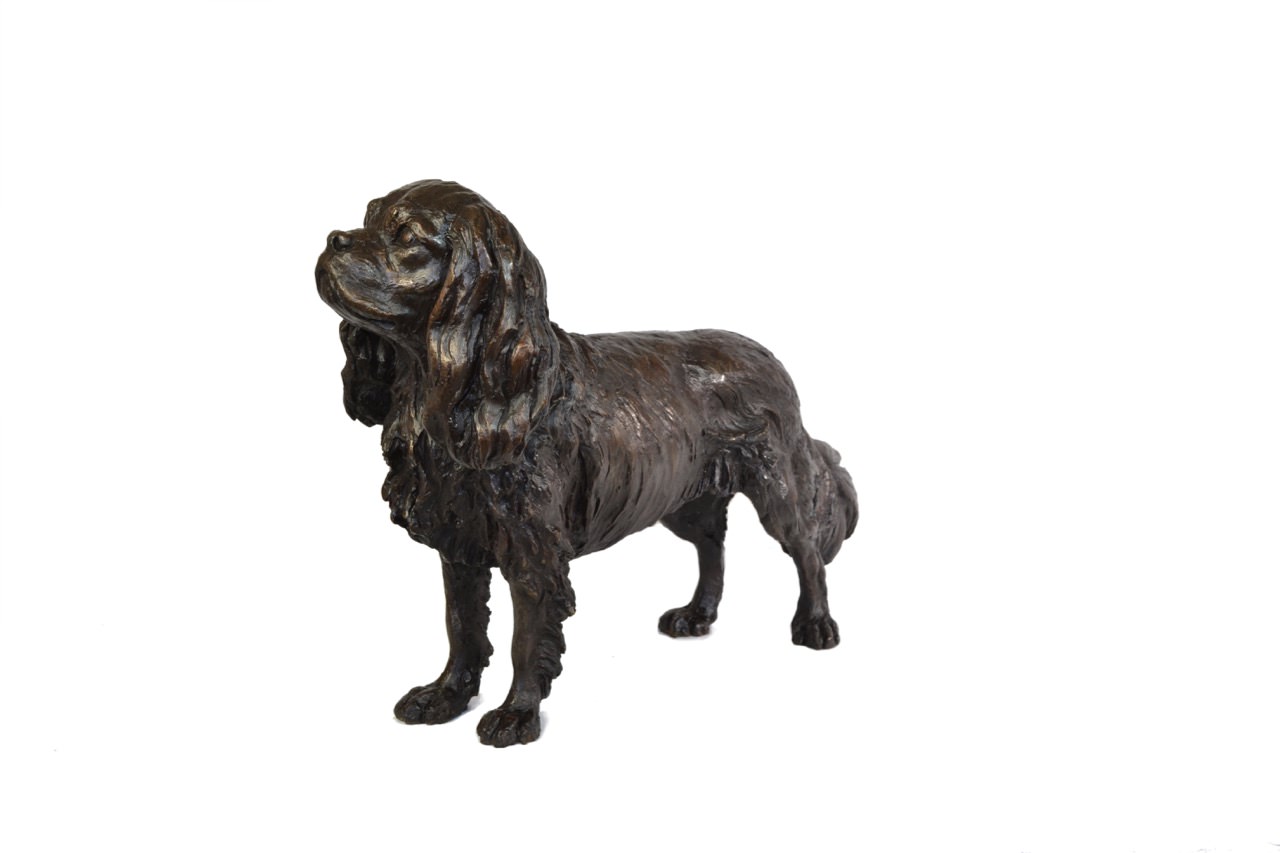 Bronze Standing King Charles Cavalier Spaniel sculpture by Tanya Russell