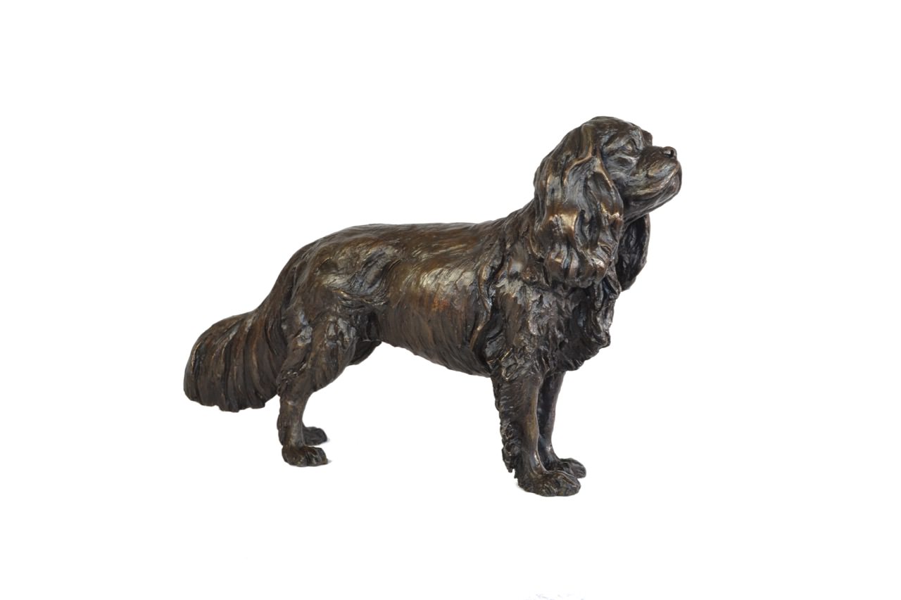 Bronze Standing King Charles Cavalier Spaniel sculpture by Tanya Russell