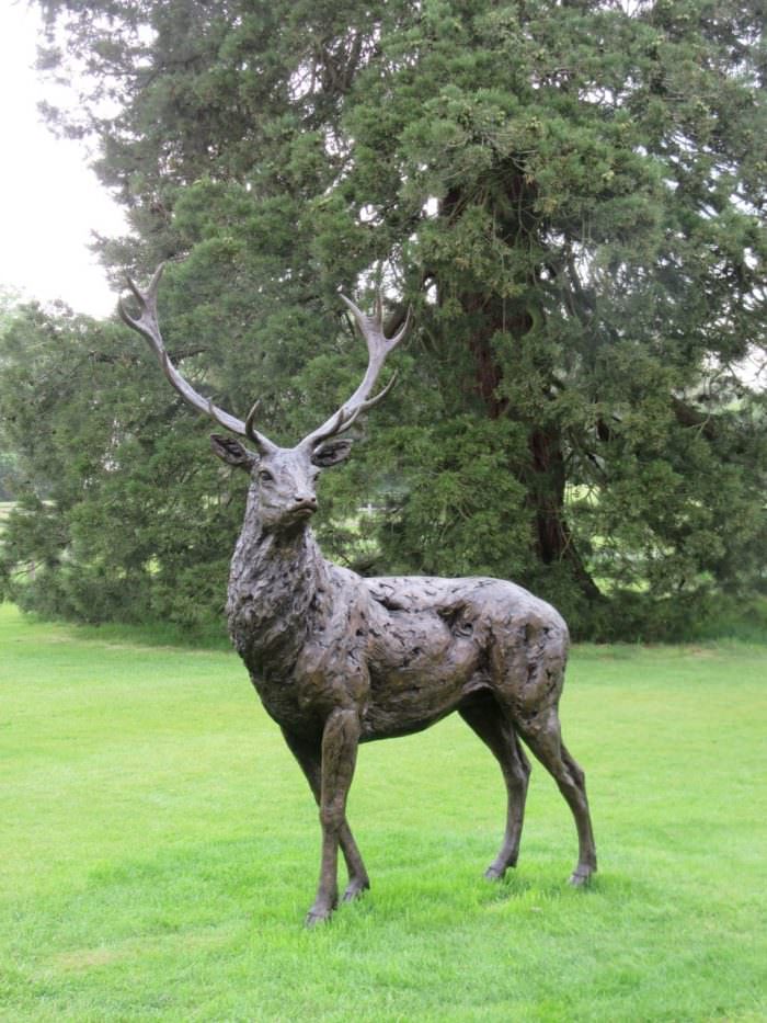 Bronze Standing Red Deer Stag Sculpture | Bronze Stag Statue | Outdoor