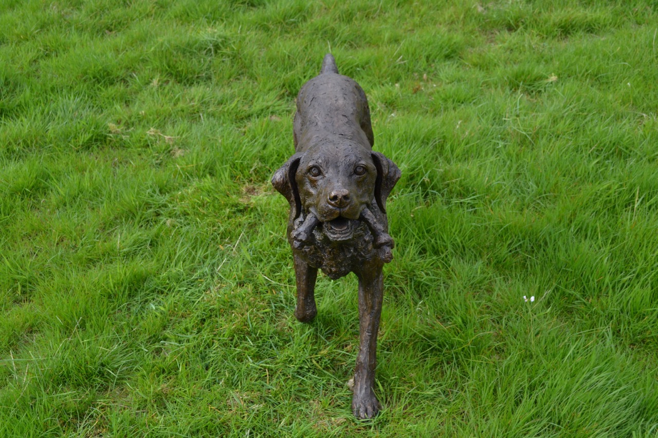 Bronze Labrador Playing With Toy Sculpture | Playing Labrador Statue