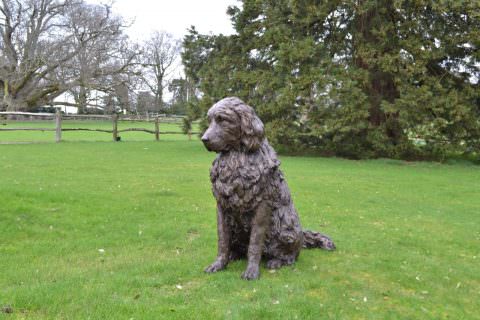 Bronze Sitting Newfoundland Sculpture | Sitting Newfoundland Statue