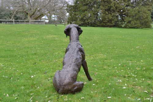 Bronze Sitting Pointer sculpture by Tanya Russell