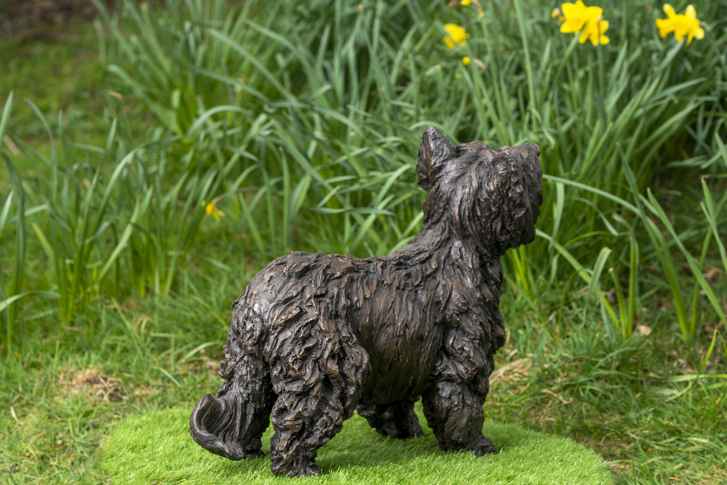 Yorkshire Terrier Sculpture | Bronze Yorkie Statue | Outdoor Dog Art