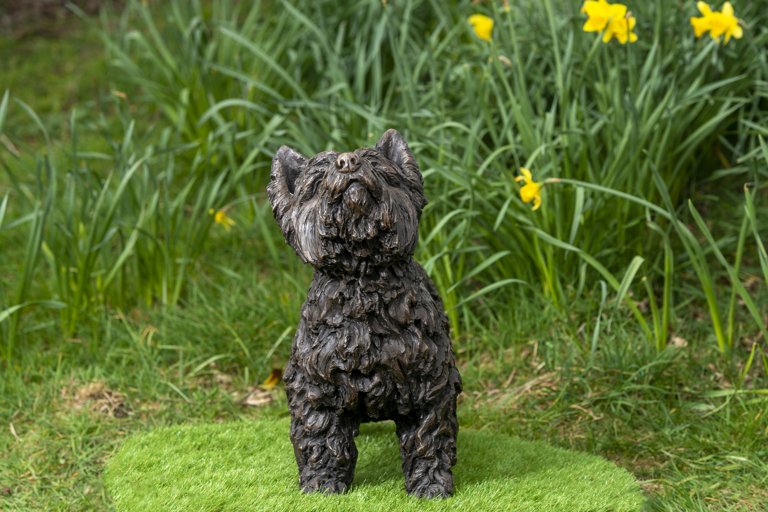 Yorkshire Terrier Sculpture | Bronze Yorkie Statue | Outdoor Dog Art