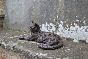 Lying Life Size Cat Sculpture | Outdoor Bronze Cat Statue