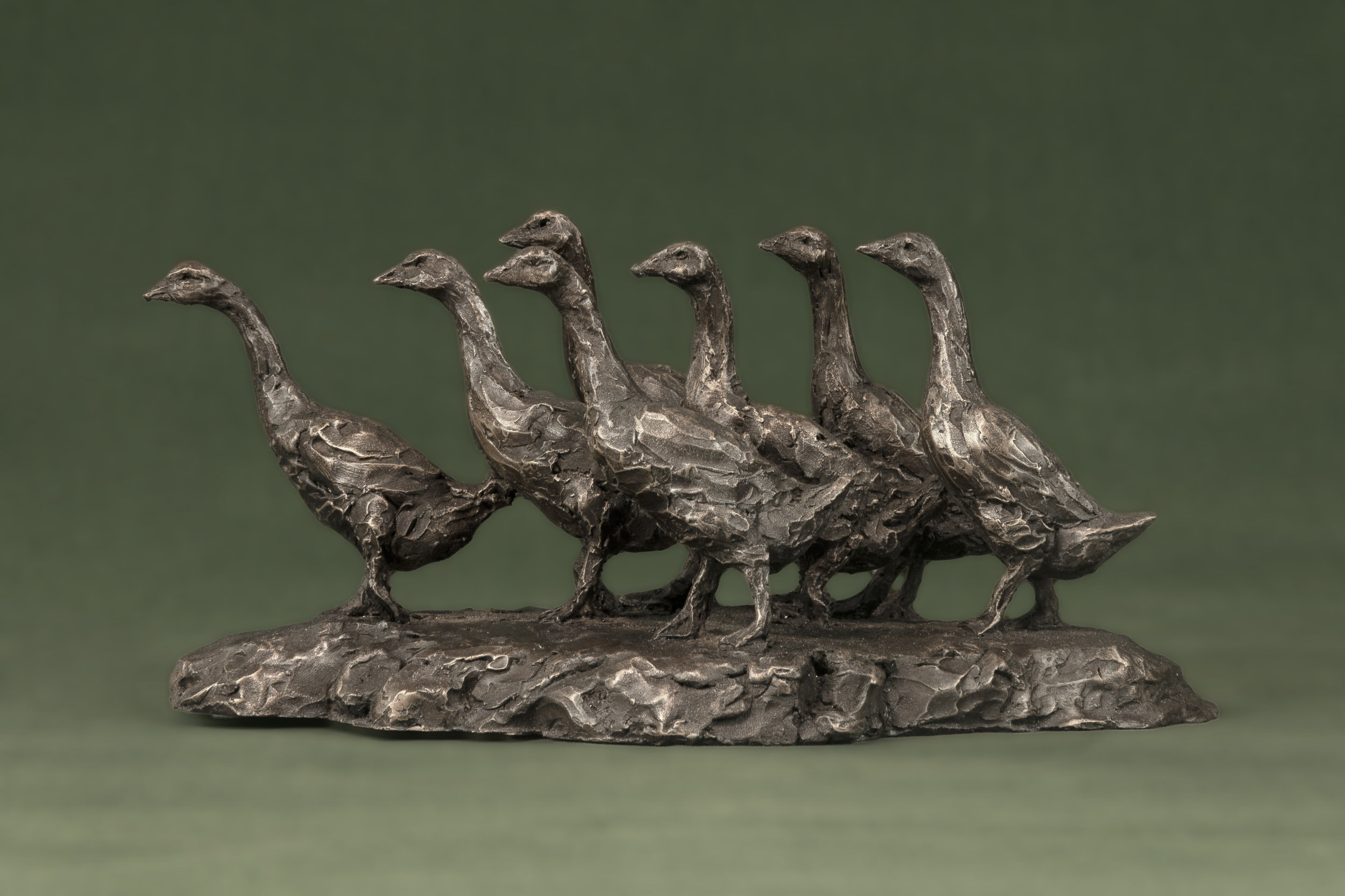 Gaggle of Geese Sculpture | Bronze Geese Statue | Geese Ornament