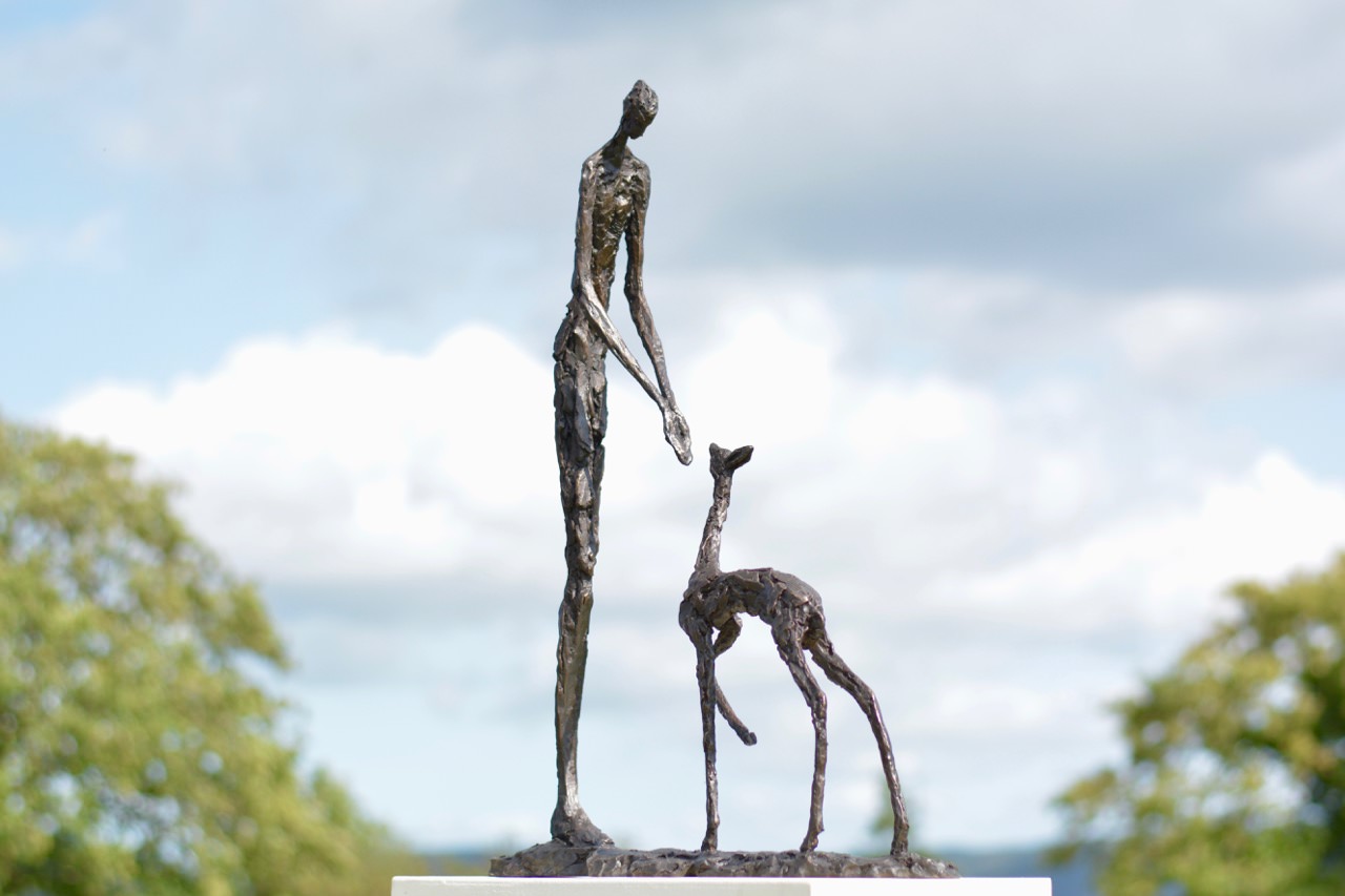 'Trust' Woman and Fawn Sculpture | Bronze Figure Statue | Outdoor