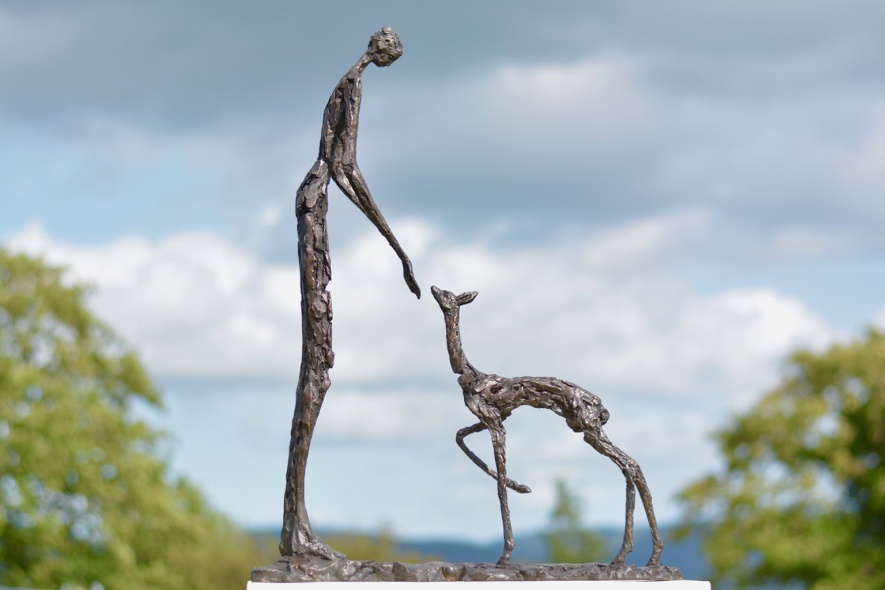 'Trust' Woman and Fawn Sculpture | Bronze Figure Statue | Outdoor