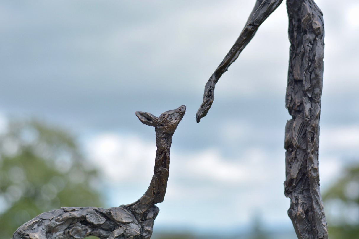 'Trust' Woman and Fawn Sculpture | Bronze Figure Statue | Outdoor