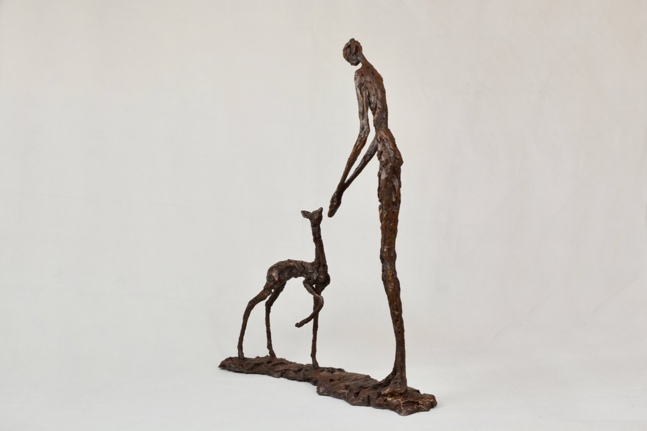 'Trust' Woman and Fawn sculpture by Tanya Russell