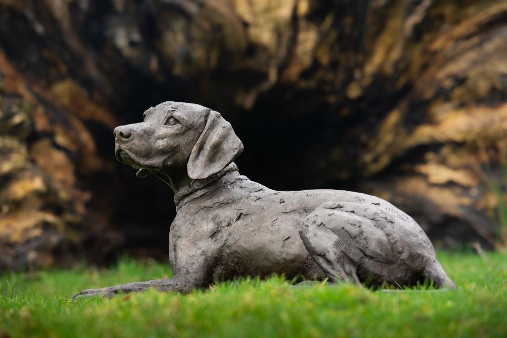 Bronze Speagle Sculpture | Lying Beagle Statue | Bronze Speagle