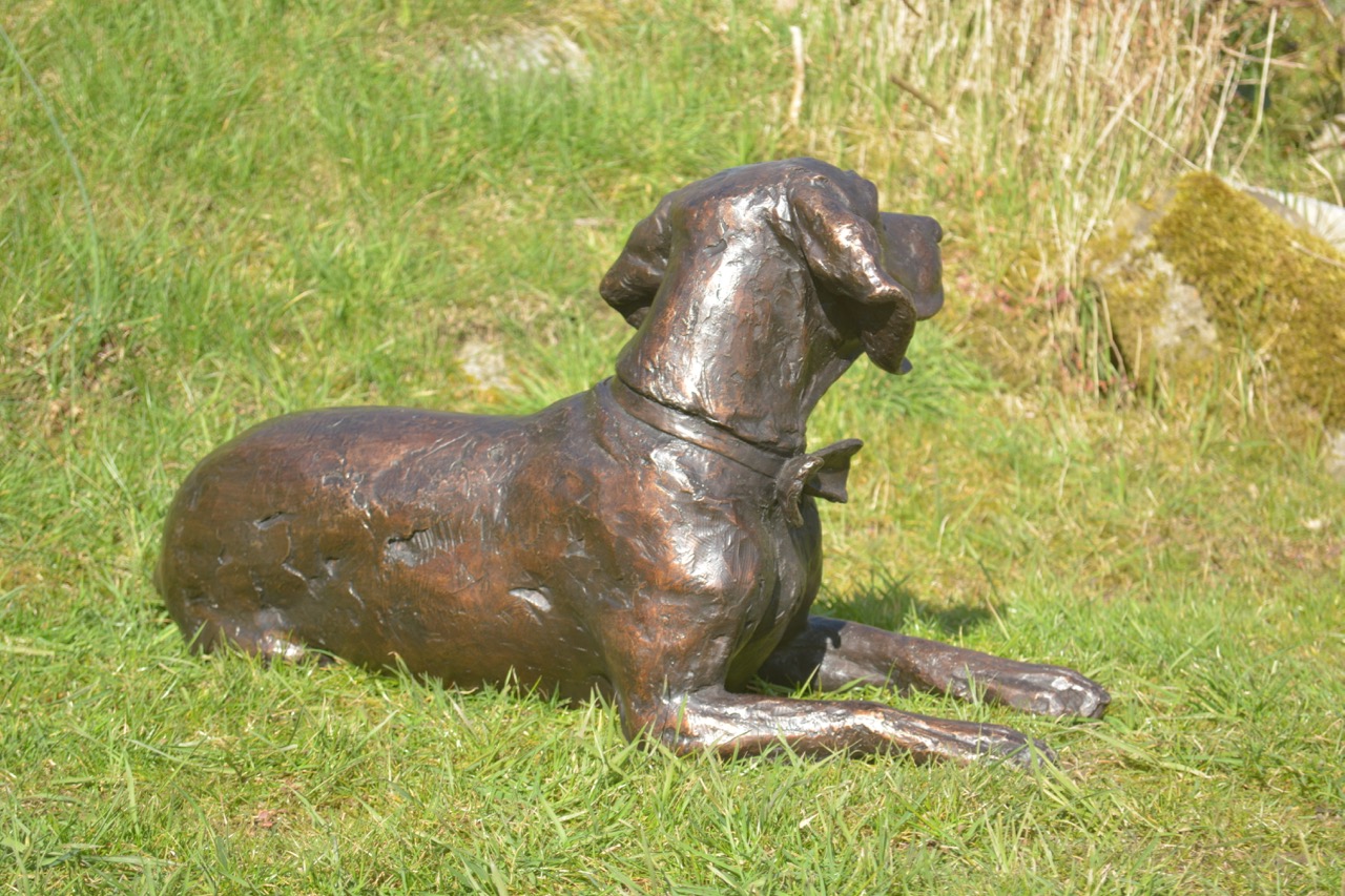 Bronze Speagle Sculpture | Lying Beagle Statue | Bronze Speagle