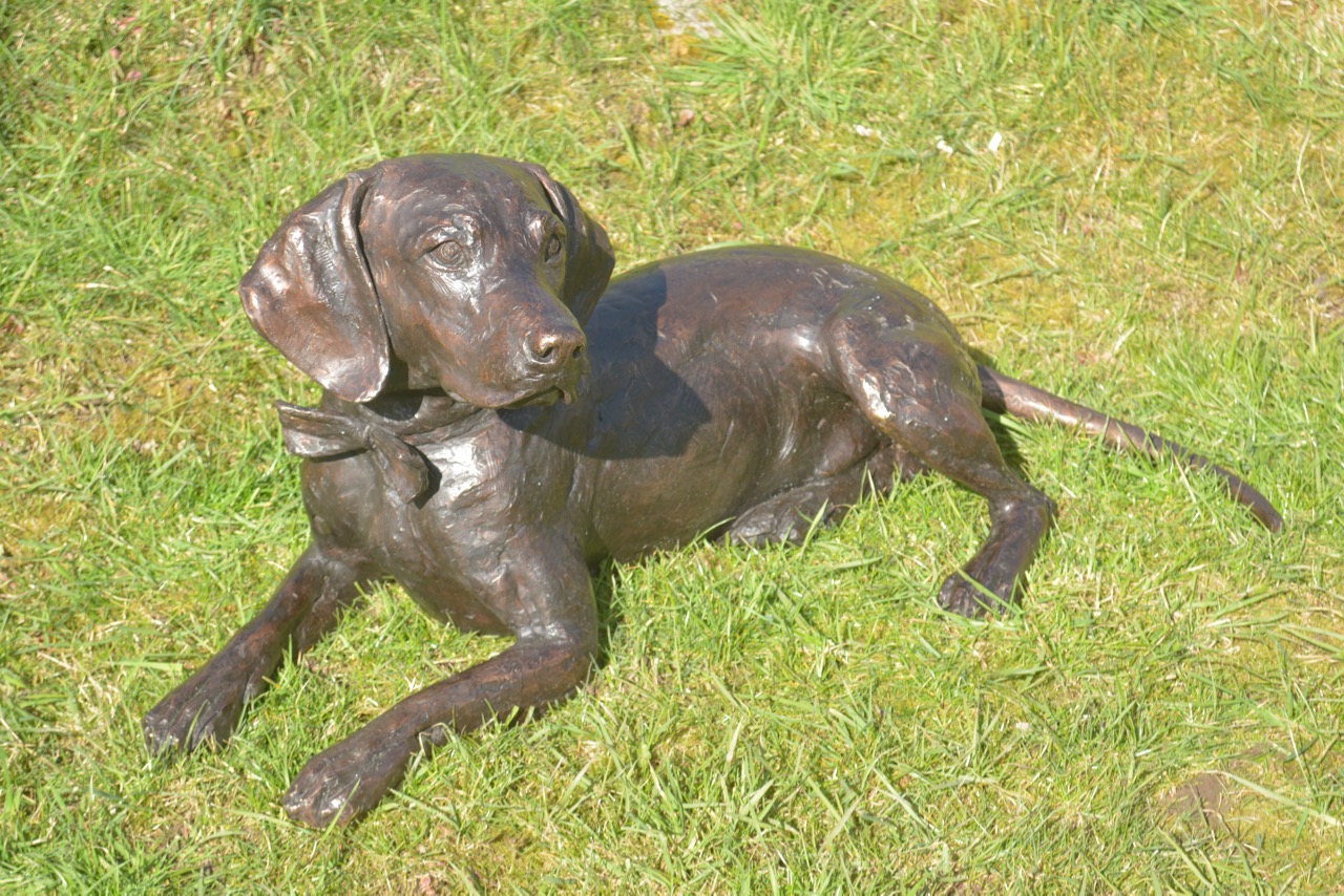 Bronze Speagle Sculpture | Lying Beagle Statue | Bronze Speagle