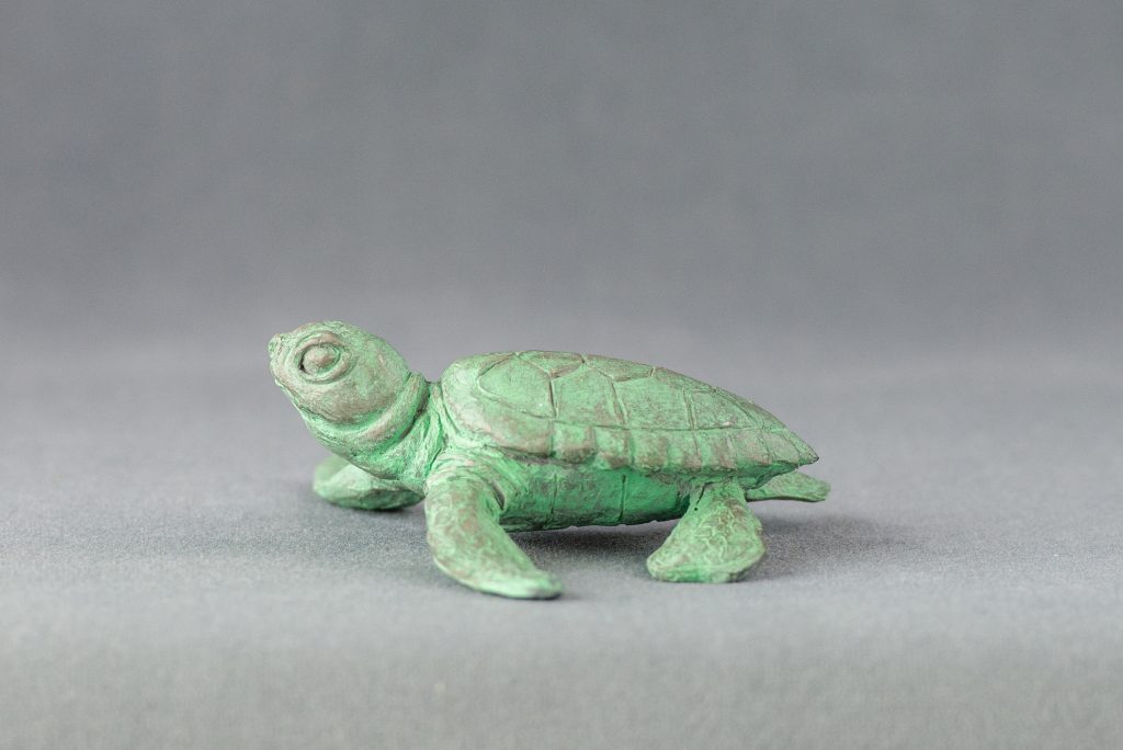 Baby Turtle Sculpture | Bronze Turtle, Raising Its Head Statue