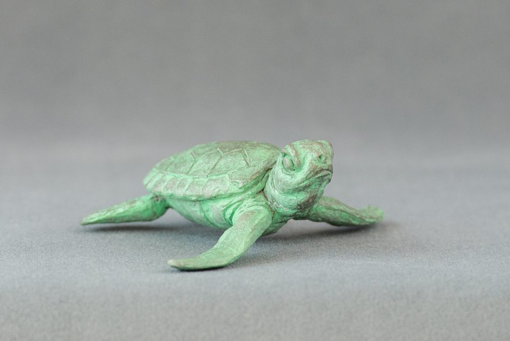 Baby Turtle Sculpture | Bronze Turtle, Raising Its Head Statue