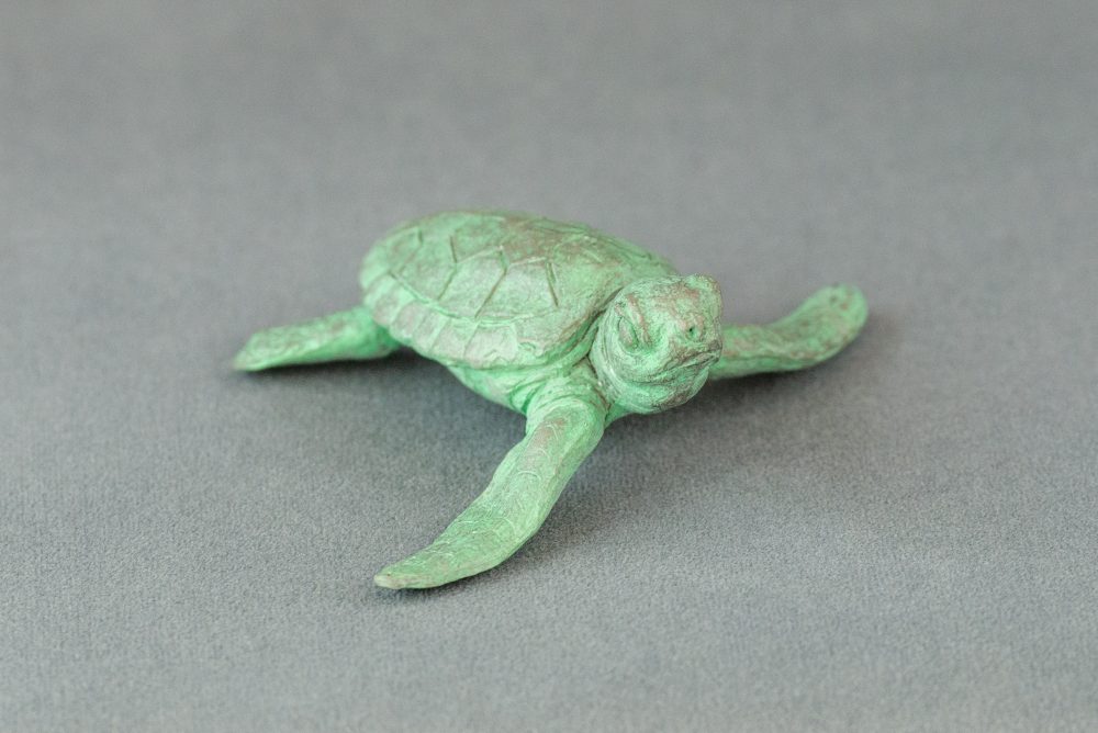 Baby Turtle Sculpture | Bronze Turtle, Raising Its Head Statue