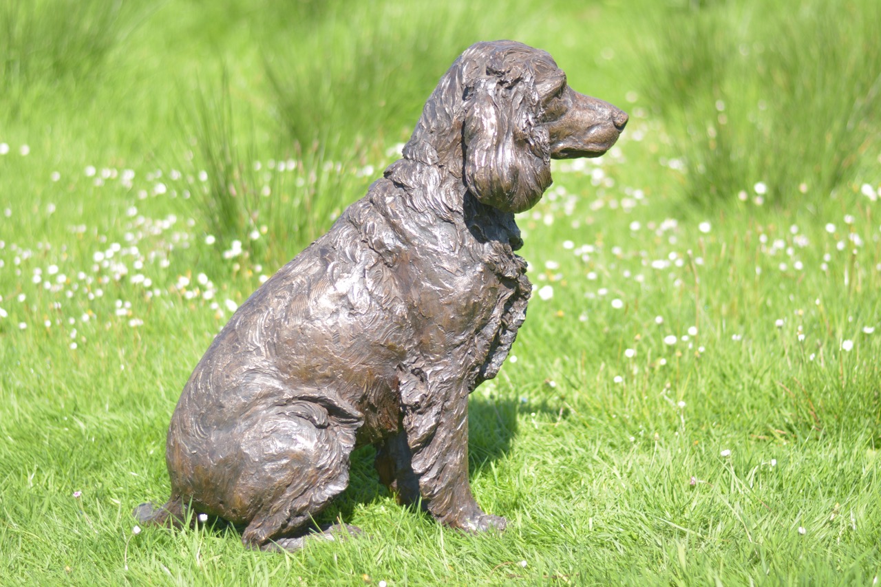 Bronze Working Spaniel sculpture | Spaniel statue | Lifesize Spaniel statue
