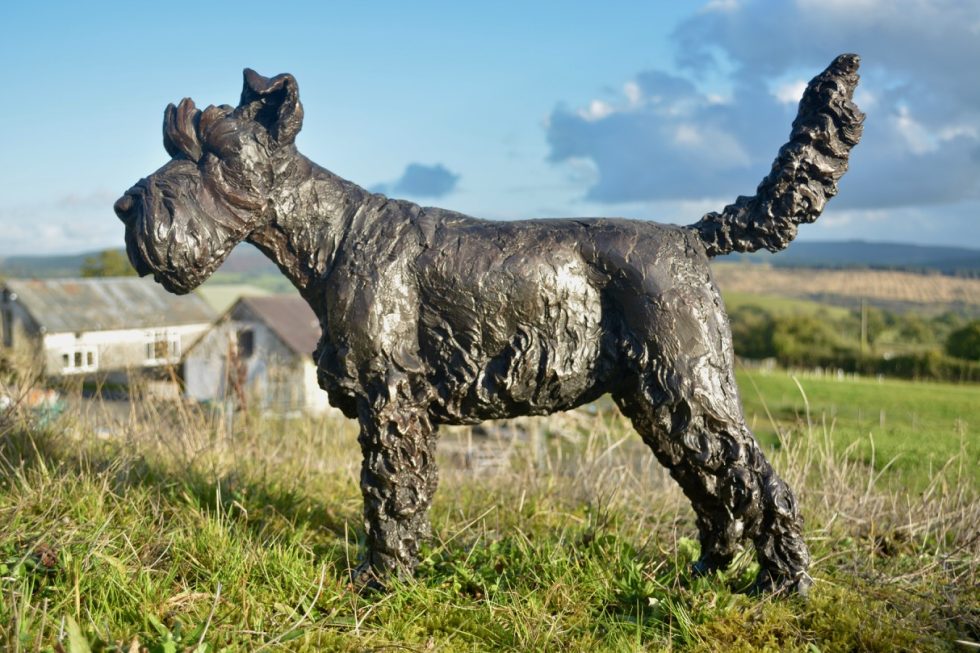 Bronze Standing Miniature Schnauzer sculpture | Spaniel statue ...