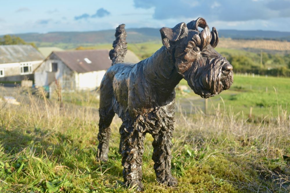 Bronze Standing Miniature Schnauzer sculpture | Spaniel statue ...