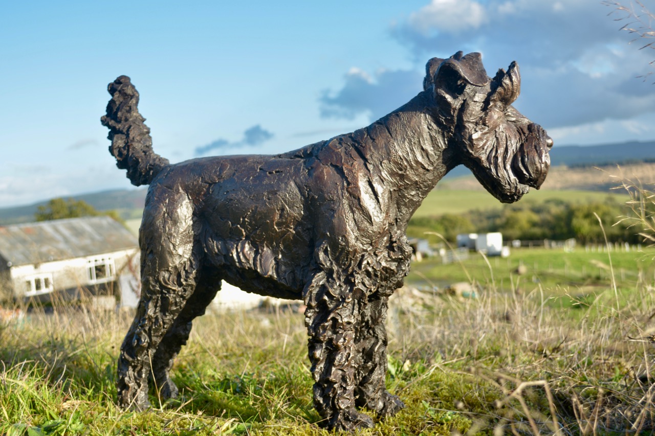 Bronze Standing Miniature Schnauzer sculpture | Spaniel statue ...