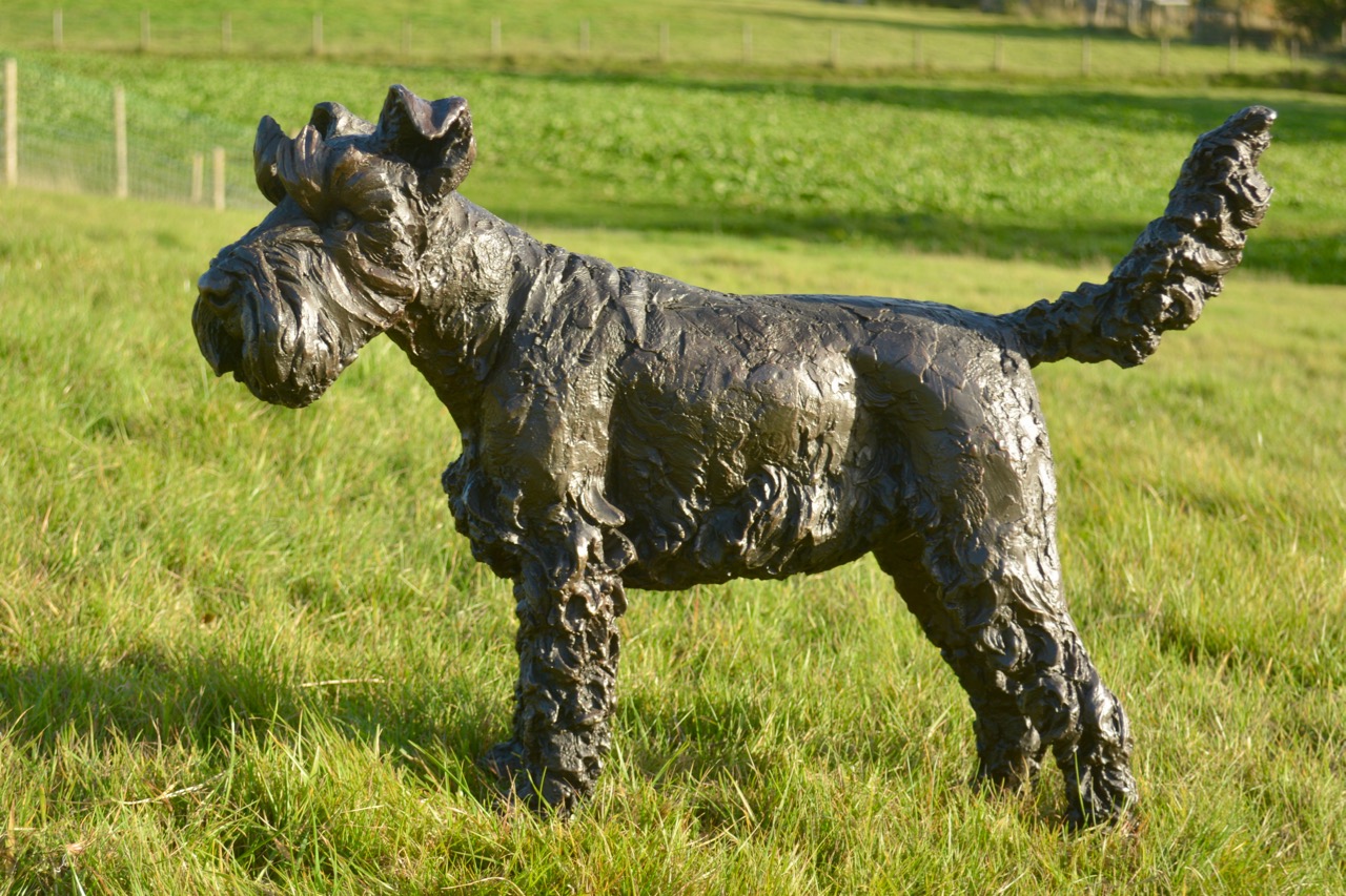 Bronze Standing Miniature Schnauzer sculpture | Spaniel statue ...