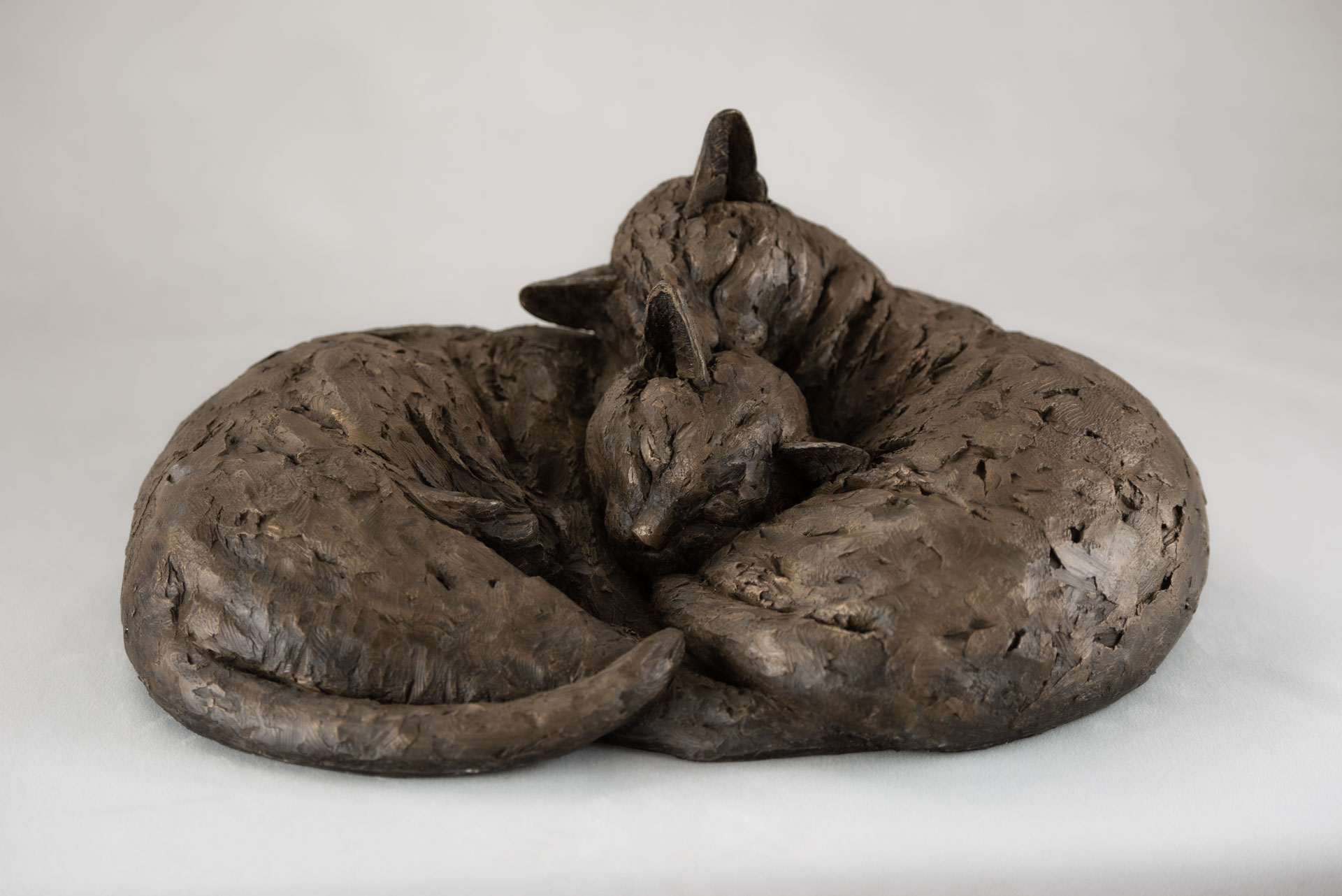 Pair of Lying Cats Sculpture | Bronze Cat Statue | Cat Ornament