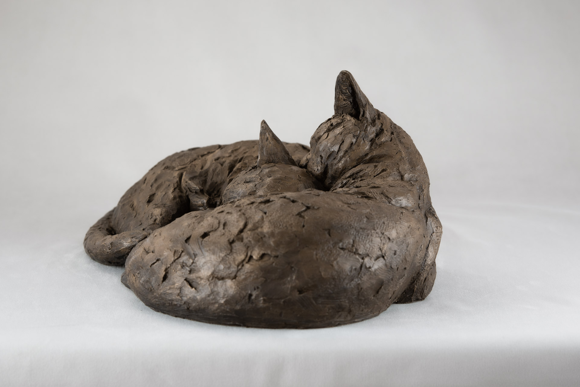 Pair of Lying Cats Sculpture | Bronze Cat Statue | Cat Ornament