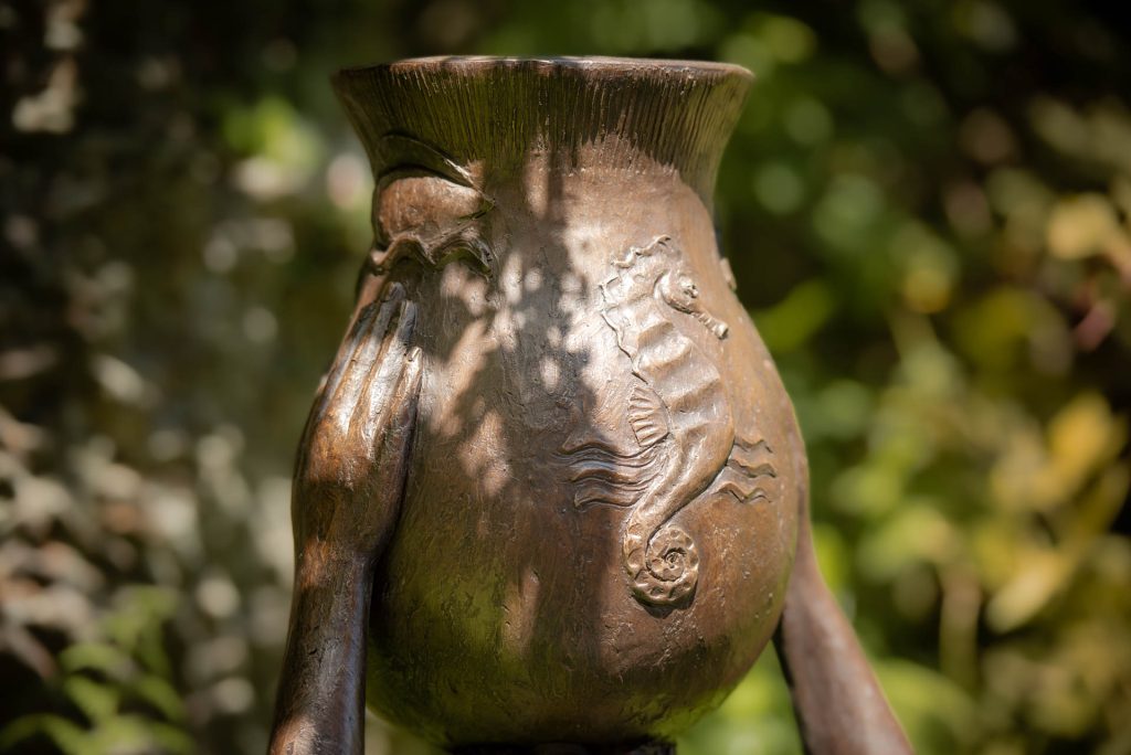 Welsh Mermaid Sculpture | Bronze Mermaid with Urn Garden Statue