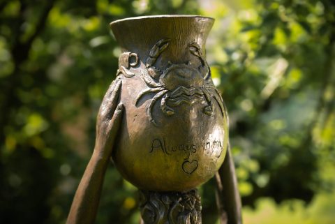 Welsh Mermaid Sculpture | Bronze Mermaid with Urn Garden Statue