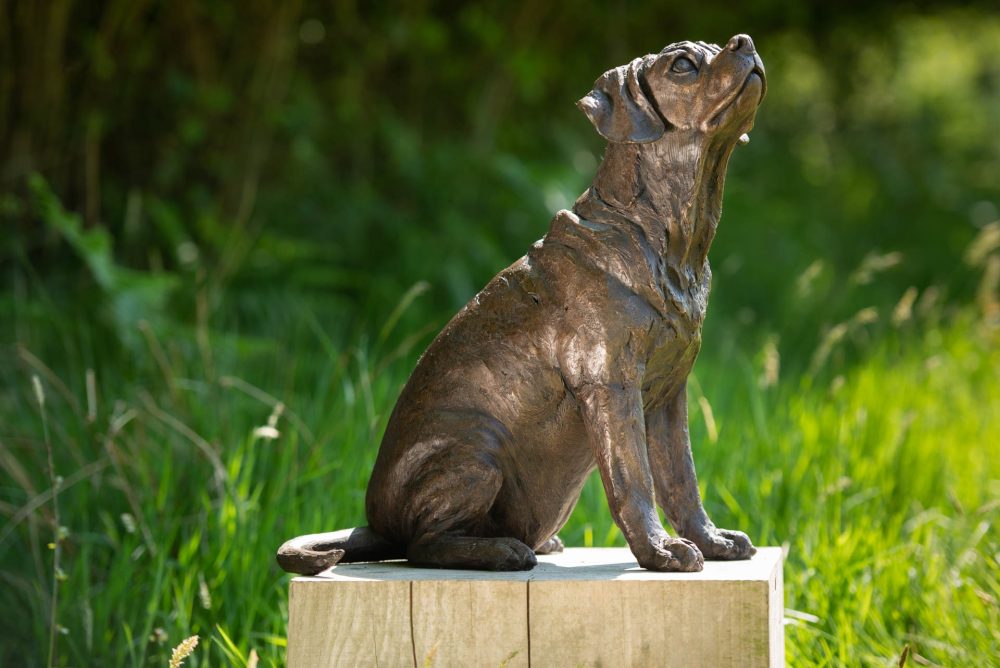 Sitting Puggle Sculpture | Bronze Puggle Statue