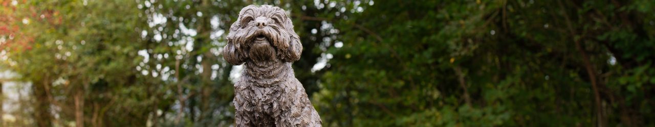 Bronze Sitting Cavapoo Sculpture | Lifesize Dog Garden Statue