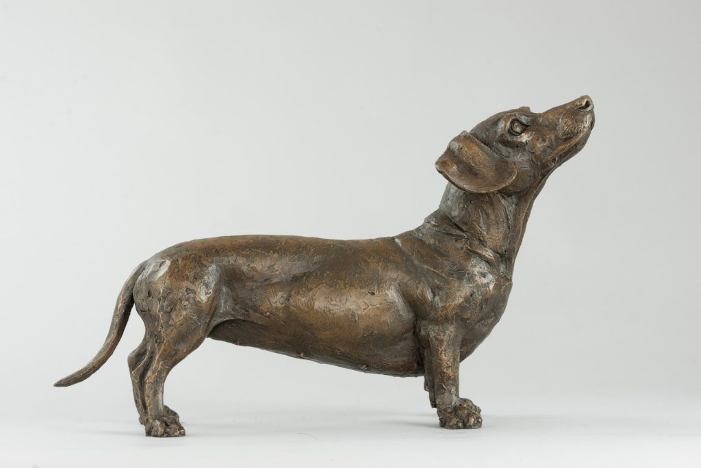 Bronze Standing Dachshund Sculpture | Lifelike Dachshund Statue