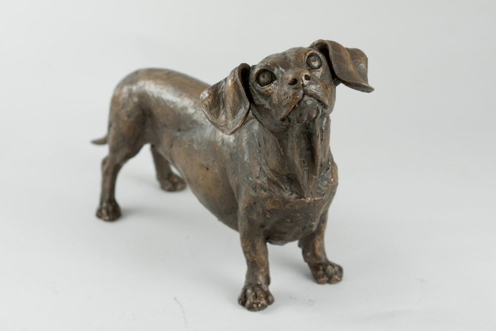 Bronze Standing Dachshund Sculpture | Lifelike Dachshund Statue