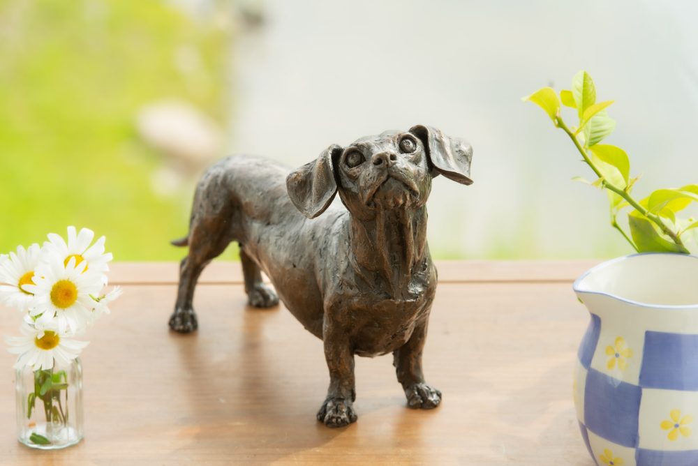 Bronze Standing Dachshund Sculpture | Lifelike Dachshund Statue