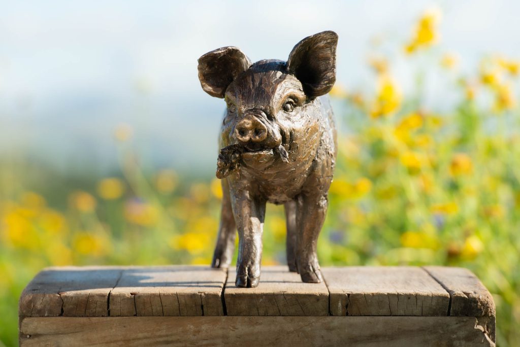 Bronze Life-sized Standing Piglet Sculpture | Bronze Piglet Statue