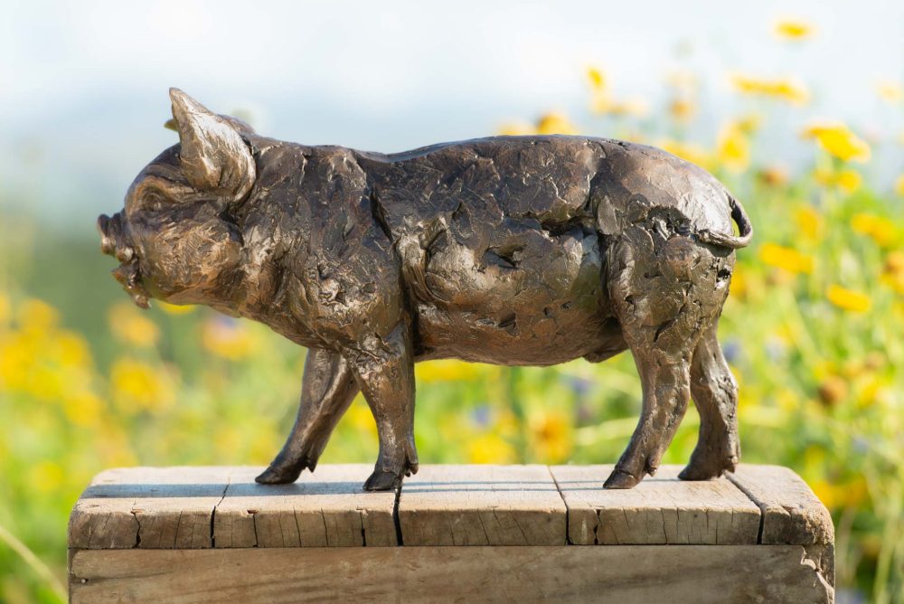 Bronze Life-sized Standing Piglet Sculpture | Bronze Piglet Statue