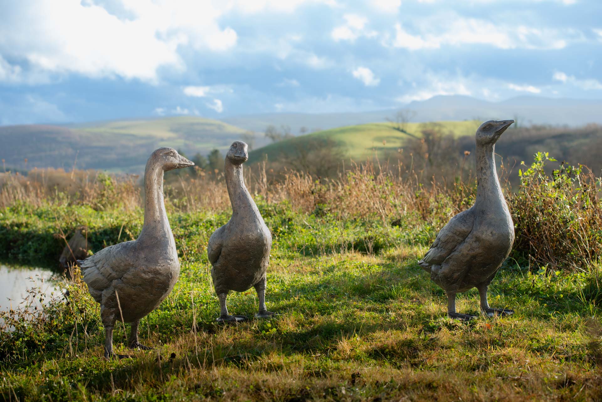 Bronze Life-sized Geese Sculptures | Bronze Geese Statue