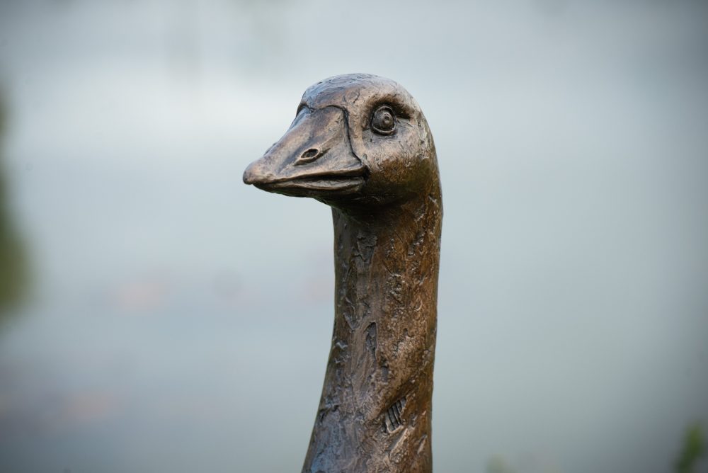 Bronze Life-sized Goose Looking Sideways Sculpture | Bronze Goose Statue